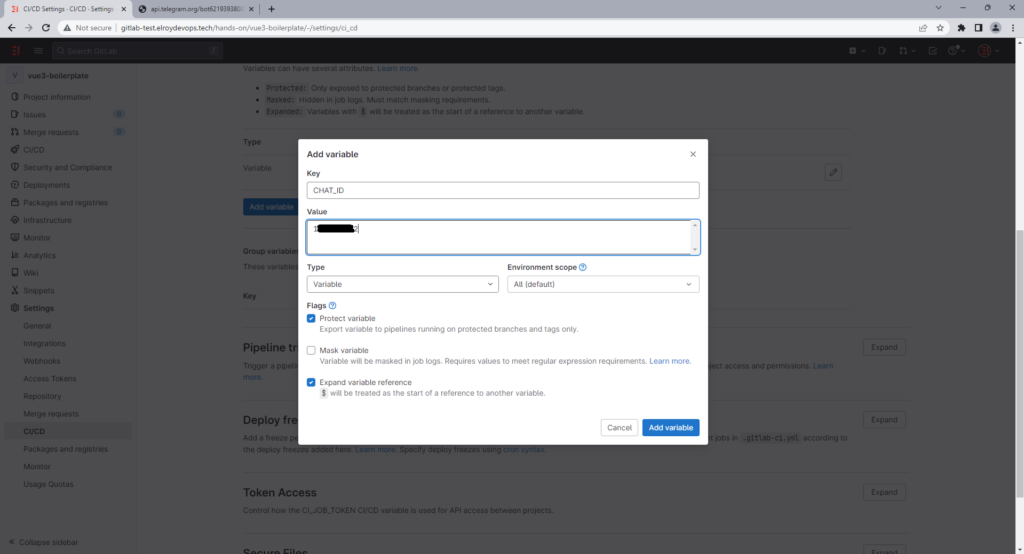 Tích hợp gửi thông báo Gitlab CI/CD đến Telegram 2 phút hơn - elroydevops