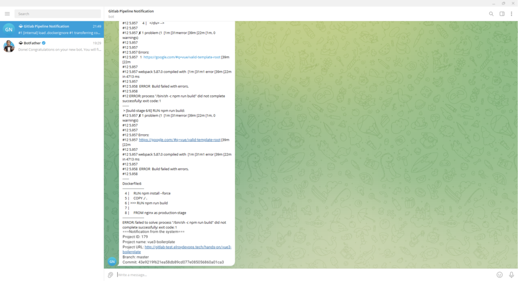 Tích hợp gửi thông báo Gitlab CI/CD đến Telegram 2 phút hơn - elroydevops
